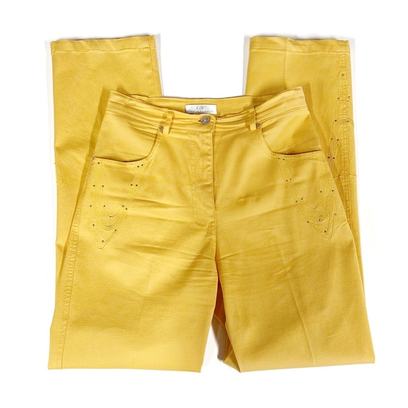 Vintage | Jeans | Vintage Yellow Embellished Jeans | Poshmark